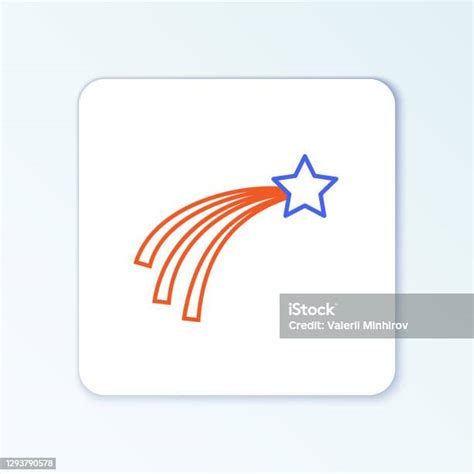 흰색 배경에 격리 된 라인 떨어지는 별 아이콘 스타 트레일과 함께 별을 촬영합니다 유성 운석 혜성 소행성 별 아이콘 다채로운 개요 개념 벡터 개념에 대한 스톡 벡터 아트 및