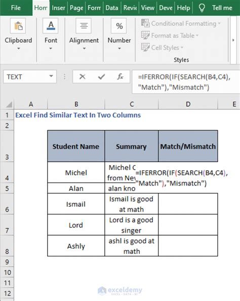 excel find similar text in two columns 3 ways exceldemy