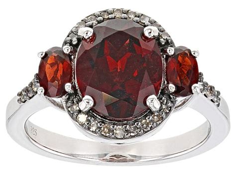 Red Garnet Rhodium Over Silver Ring 362ctw Amd671 Sterling Silver
