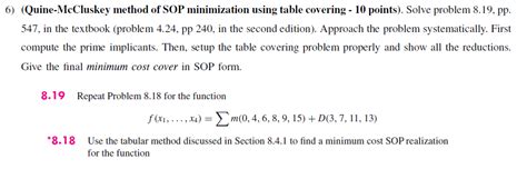 Solved 6 Quine Mccluskey Method Of Sop Minimization Using