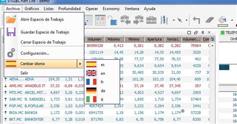 Visual Chart Lite Cambio De Idioma