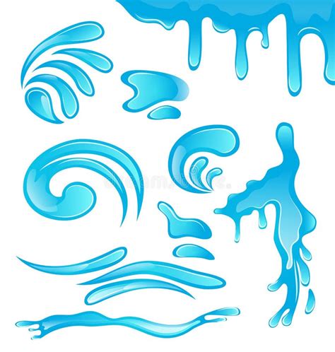 Water Drops Splashing Waves Surge Puddle Rippl Stock Vector