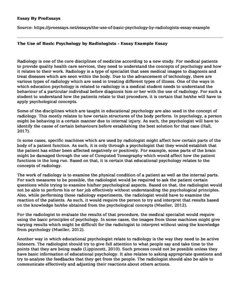 📌 The Use Of Basic Psychology By Radiologists Essay Example Free Essay Term Paper Example