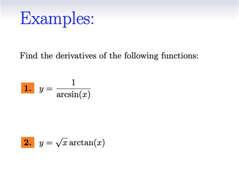 Solved Examples Find The Derivatives Of The Following