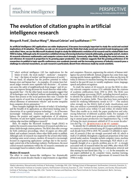 The Evolution Of Citation Graphs In Artificial Intelligence Research Download Free Pdf
