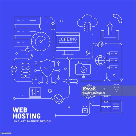 Web 호스팅 관련 라인 스타일 배너 디자인 웹 페이지 헤드 라인 브로셔 연례 보고서 및 책 표지 Html에 대한 스톡 벡터 아트 및 기타 이미지 Istock