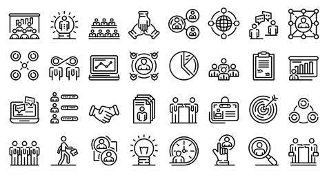 Collaboration Icons Set Outline Style 8674103 Vector Art At Vecteezy