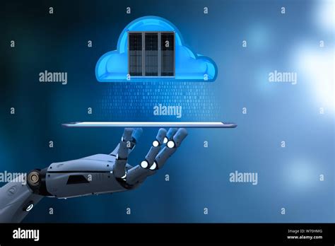Cloud Computing Technology With 3d Rendering Server With Cloud Stock