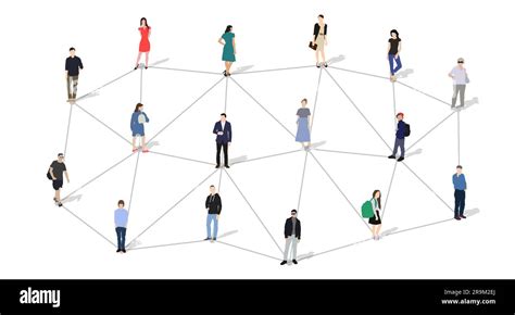 Social Network Connecting People Diverse People Group Flat Vector Illustration Isolated On