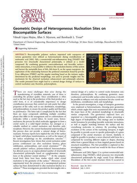 geometric design of heterogeneous nucleation sites on biocompatible