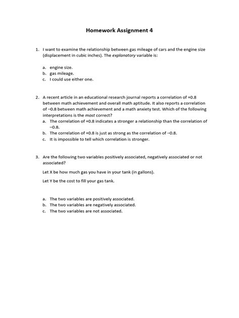 homework assignment 4 pdf linear regression least squares