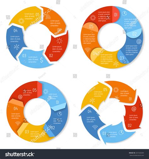 Set Round Infographic Diagrams Arrows Circular Stock Vector Royalty Free Shutterstock