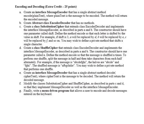 solved encoding and decoding extra credit 25 points a