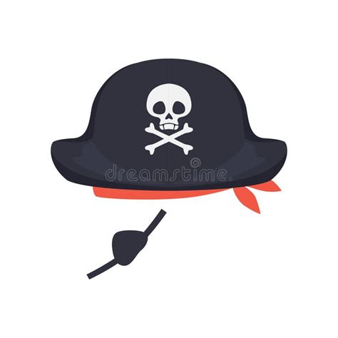 Black Pirate Hat With Skull And Eye Patch Masquerade Decor Carnival Headdress Element Cartoon
