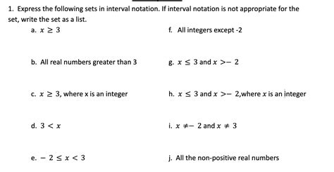 Solved Express The Following Sets In Interval Notation Chegg Com