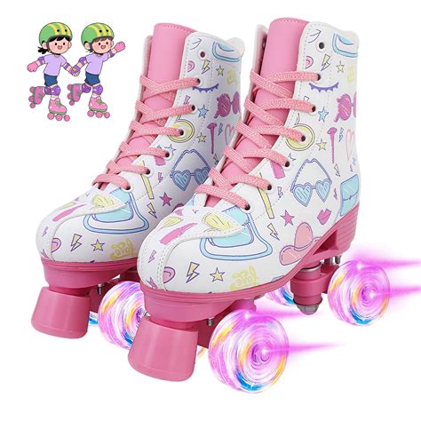 Gambe Roller Skates For Girlshigh Top Pu Leather Rollerskateslight Up