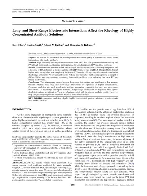 Pdf Long And Short Range Electrostatic Interactions Affect The Rheology Of Highly