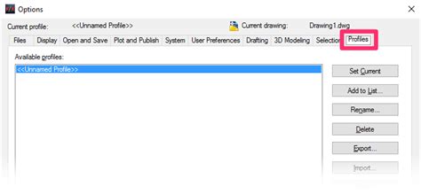 CAD Options Settings