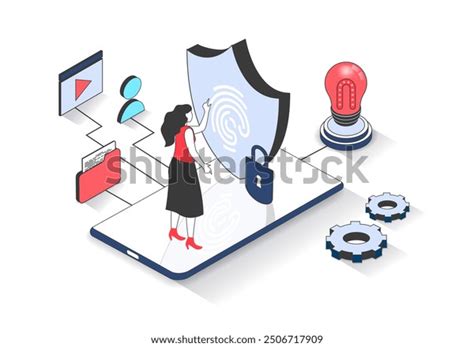 Cyber Security 3d Isometric Concept Isometry Stock Vector Royalty Free 2506717909 Shutterstock