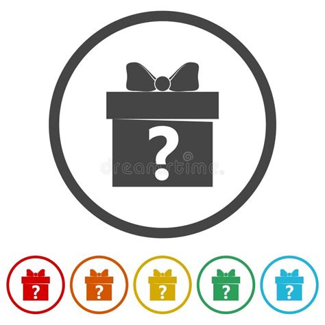 Mystery T Box With Question Mark Icon Set Icons In Color Circle