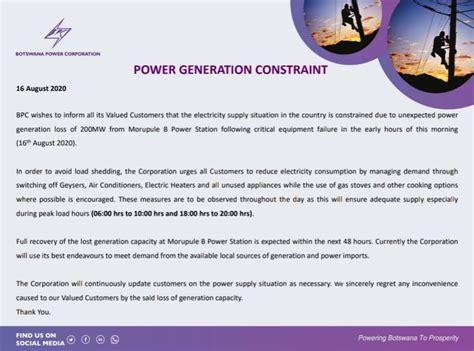 Bwgovernment Bpc Notice Power Generation Constraint