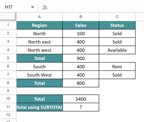 SUBTOTAL Function In Google Sheets Definition How To Use
