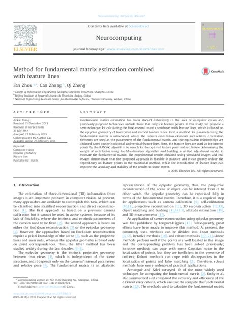 Pdf Method For Fundamental Matrix Estimation Combined With Feature Lines