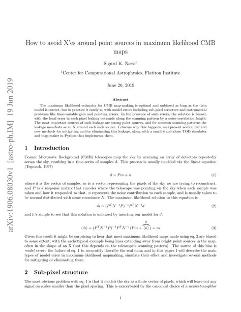 Pdf How To Avoid Xes Around Point Sources In Maximum Likelihood Cmb Maps