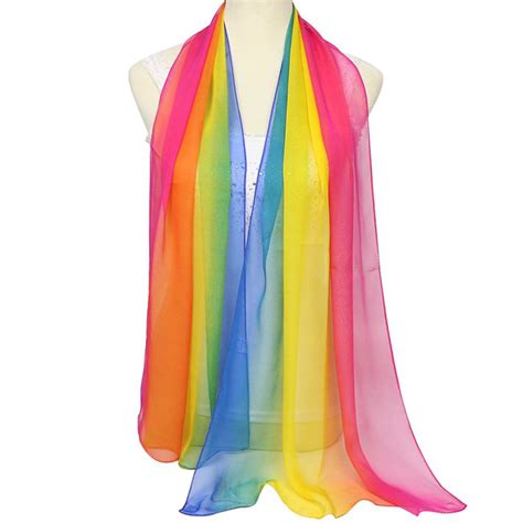 PC 레이디 스카프 여성 그라디언트 레인보우 컬러 롱 랩 여성 숄 스카프 풀라 우드 hijab 스카프 탑 세일 여성용 스카프 AliExpress