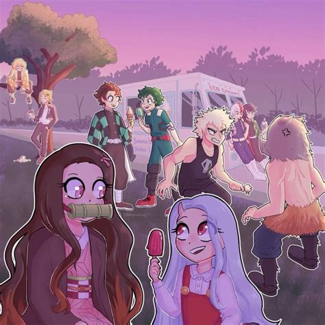 Mha Meets Demon Slayers 🌸 Mha X Demon Slayer Wallpaper Mha And