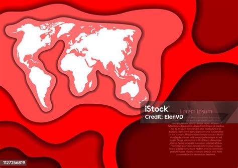 세계 지도 초록 빨강에서 도식 레이어 3d 파도 잘라 종이 고 다른 하나를 숨깁니다 배너 포스터 인사말 카드에 대 한 레이