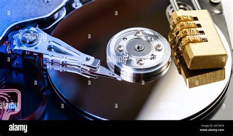 Code Numbers Pad Lock On Hard Disk Security Encryption Concept Stock