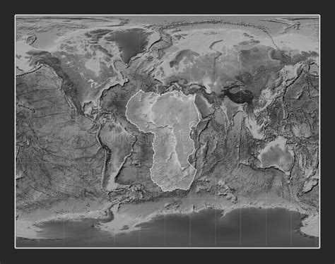 African Tectonic Plate Grayscale Gall Stereographic Boundarie Stock