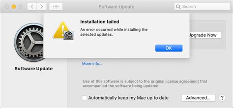 Macos Big Sur Installation Failed An Error Occurred While Installing The Selected Updates