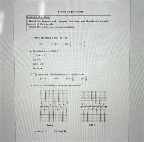 solved learning objectives graph the tangent and