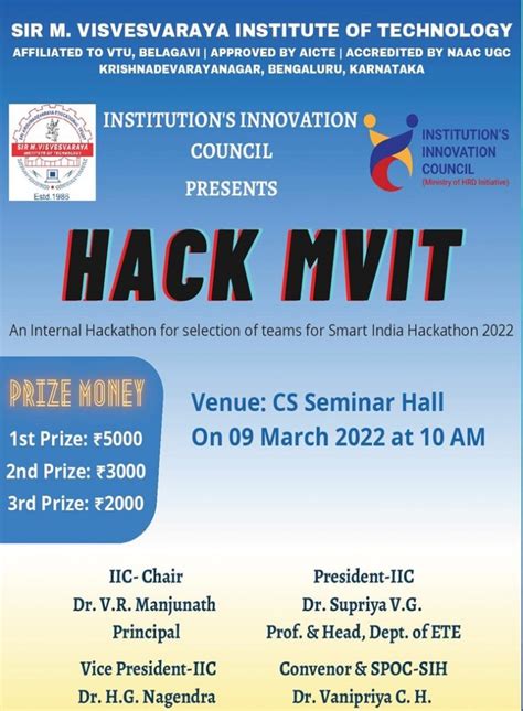 Internal Hackathon 2022 Sir M Visvesvaraya Institute Of Technology