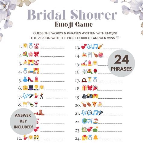Bridal Shower Emoji Pictionary Game Printable Pdf Etsy