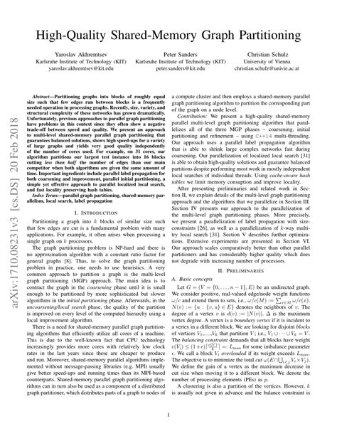pdf high quality shared memory graph partitioning