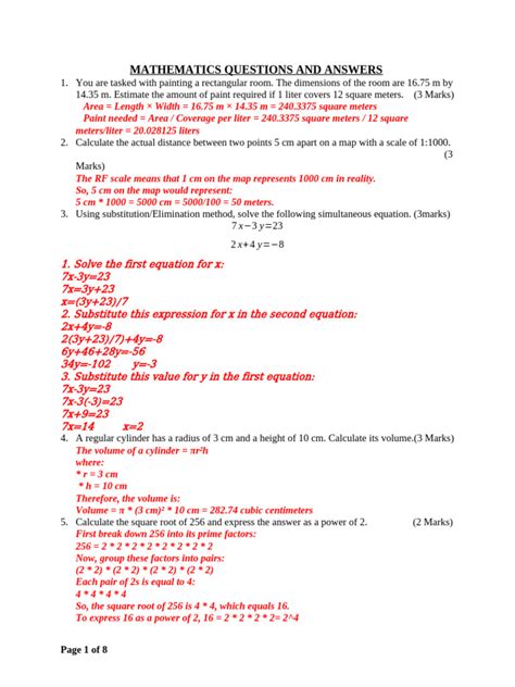 Basic Mathematics Questions And Answers Pdf Area Cartesian