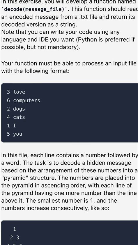 Solved In This Exercise You Will Develop A Function Named Decodemessagefile` This Function