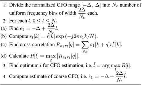 algorithm 1 coarse cfo estimation download scientific diagram