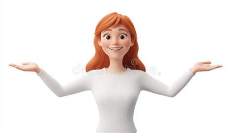 Friendly Redhead Woman Inviting With Warm Hug And Welcoming Smile Stock