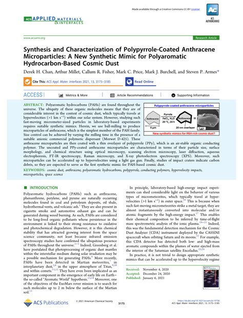 Pdf Synthesis And Characterization Of Polypyrrole Coated Anthracene Microparticles A New