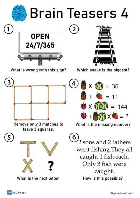 49 free printable brain teasers with answers - ESL Vault