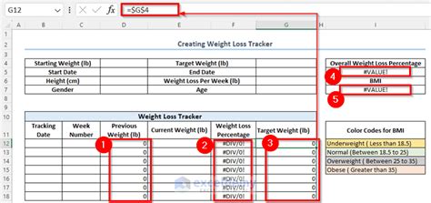how to create and use weight loss tracker in excel exceldemy