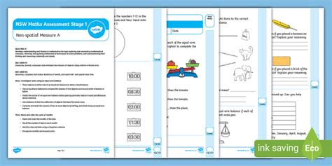 maths assessment nsw curriculum stage1 non spatial measure a