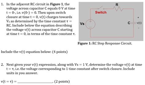 Video Solution 1 In The Adjacent Rc Circuit In Figure 1 The R Voltage Across Capacitor C