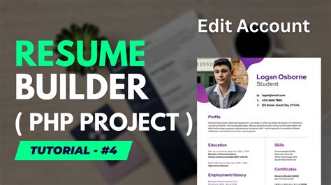 Edit Account Dynamic Resume Builder Web Application Project Part 4