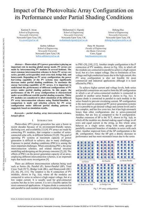 pdf impact of the photovoltaic array configuration on its performance