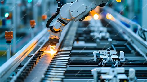 Premium Photo This Is An Industrial Robot Arm Welding On An Assembly